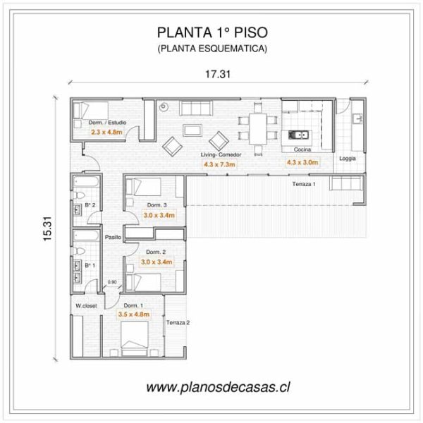 1 piso - Página 3 de 7 - Planos de Casas - Tienda de Arquitectura OnLine